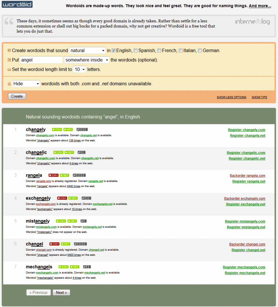 Sem ideias? Use o Wordoid para criar nomes